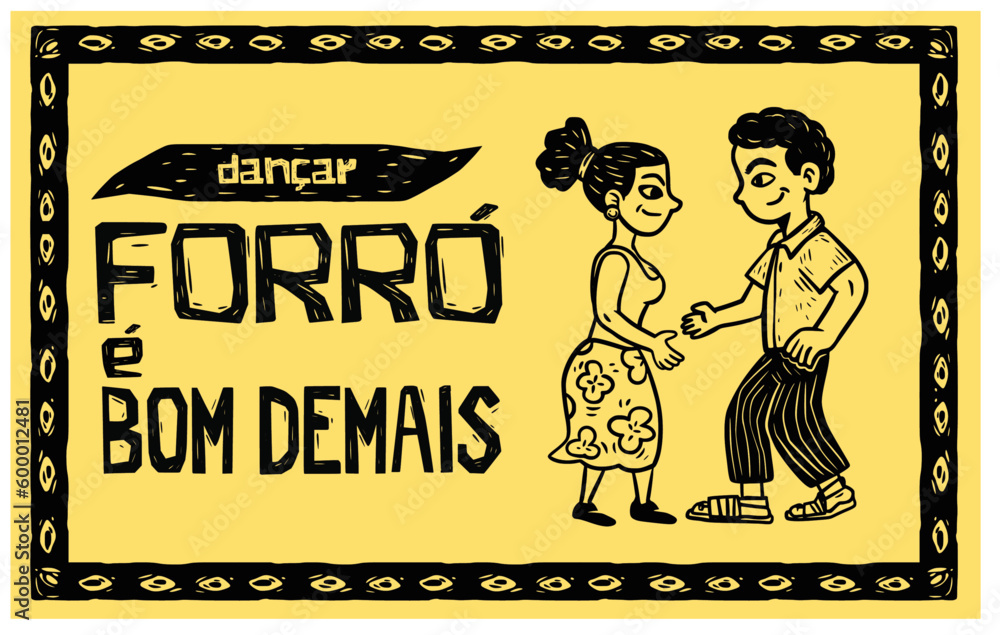 Vetor Dancing forró is too good. Couple dancing forró, typical dance ...