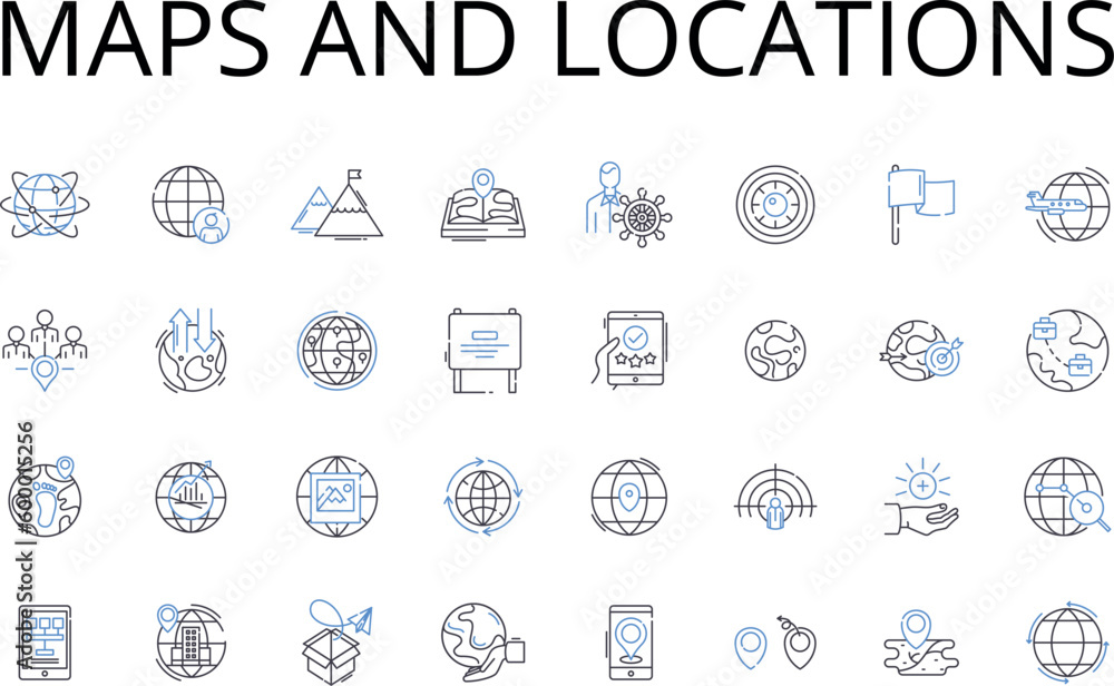 Maps and locations line icons collection. Cartography, Geolocation ...