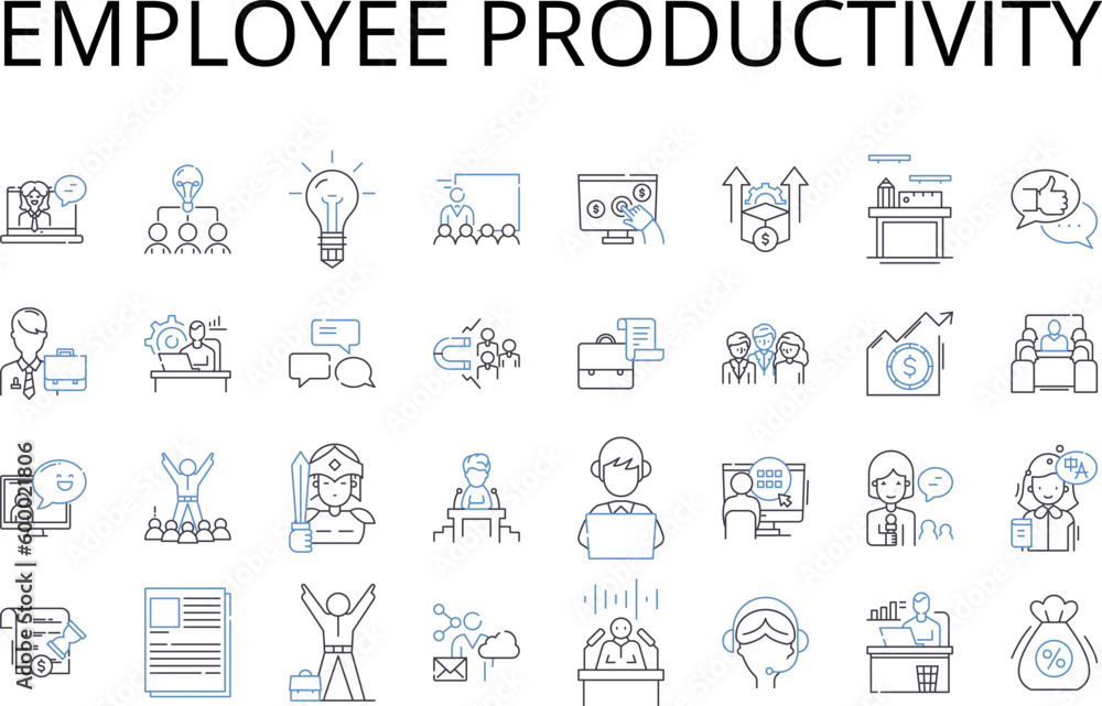 Employee productivity line icons collection. Job satisfaction, Work ...