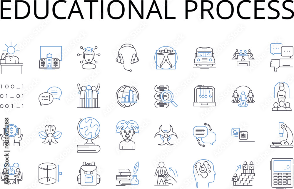 Educational process line icons collection. Learning journey ...