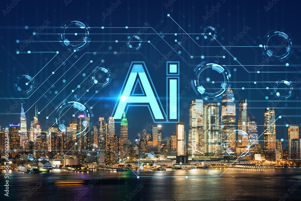 Foto de Stock New York City skyline from New Jersey over the Hudson ...