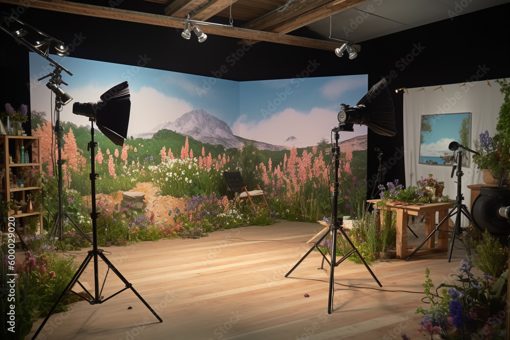 television studio, tv studio virtual set, video cameras and video ...