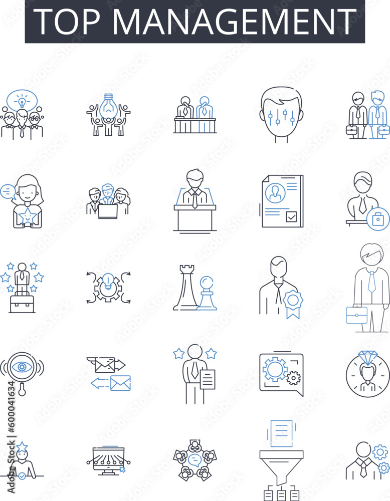 Top management line icons collection. Senior executives, Upper hierarchy, Executive committee ...