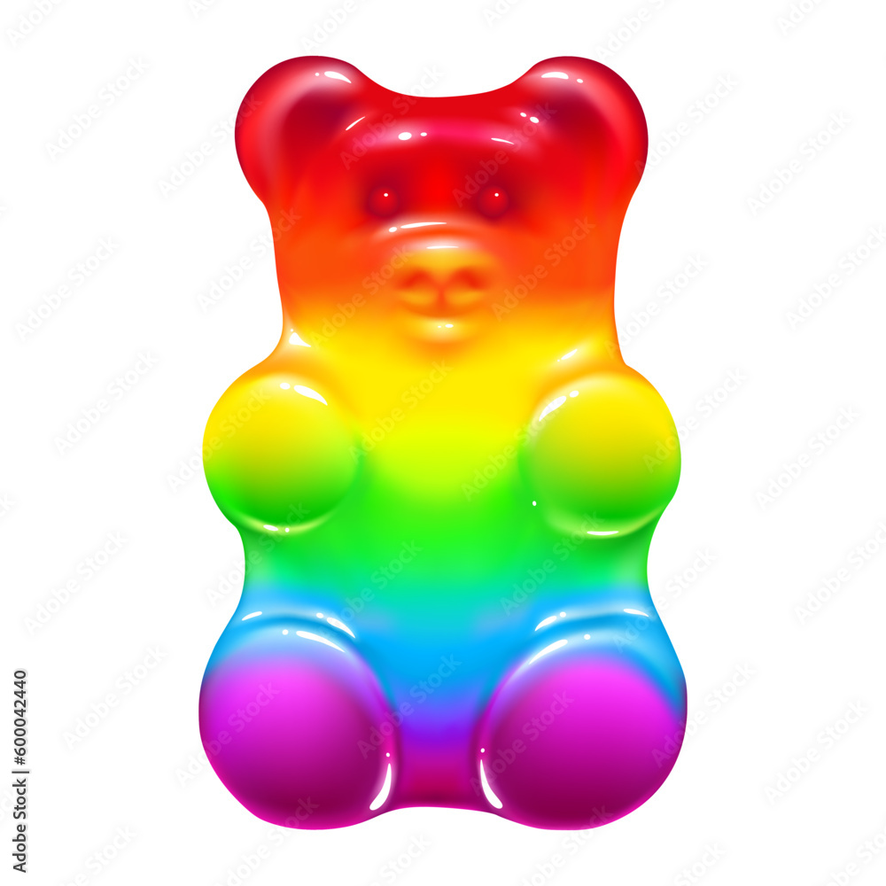 cute colored cartoon gummy bear on a white background. bright jelly ...