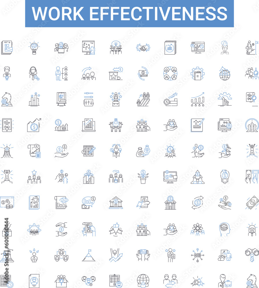 Work effectiveness outline icons collection. Efficiency, Productivity ...