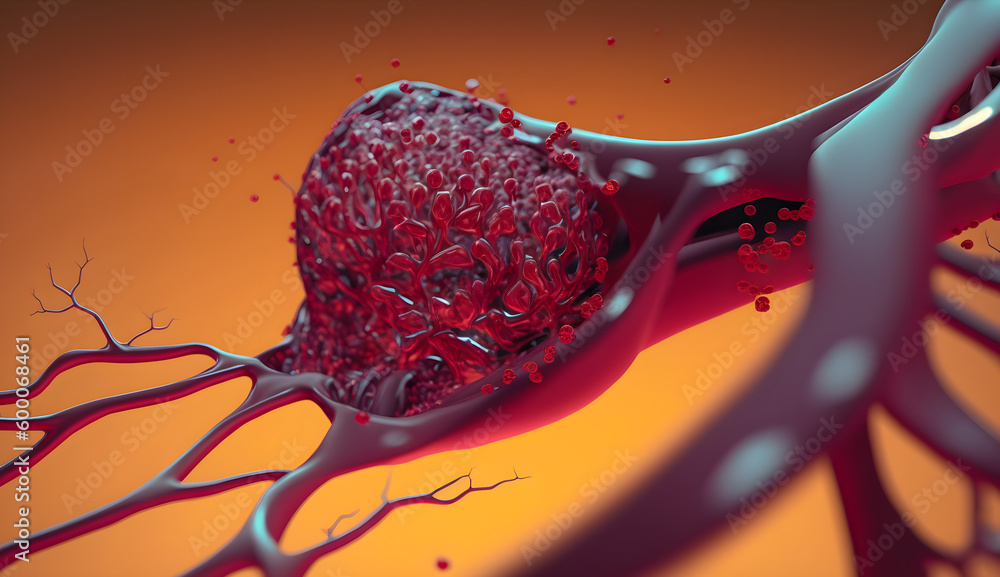 Blood vessel with an enlarged ball filled. A dangerous disease aneurysm ...