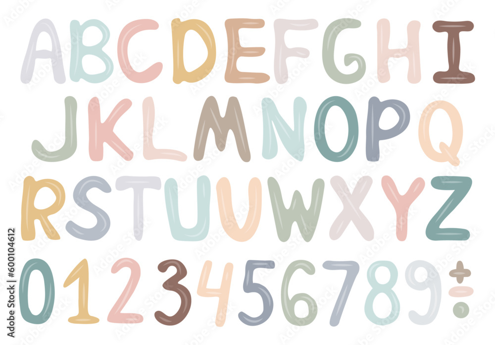 Стоковий вектор Hand drawn Children alphabet multicolor poster, ABC ...