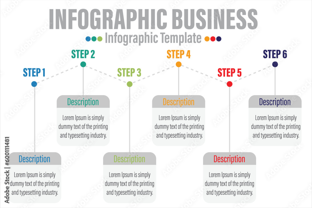 6 Steps modern Timeline diagram calendar with Option title ...