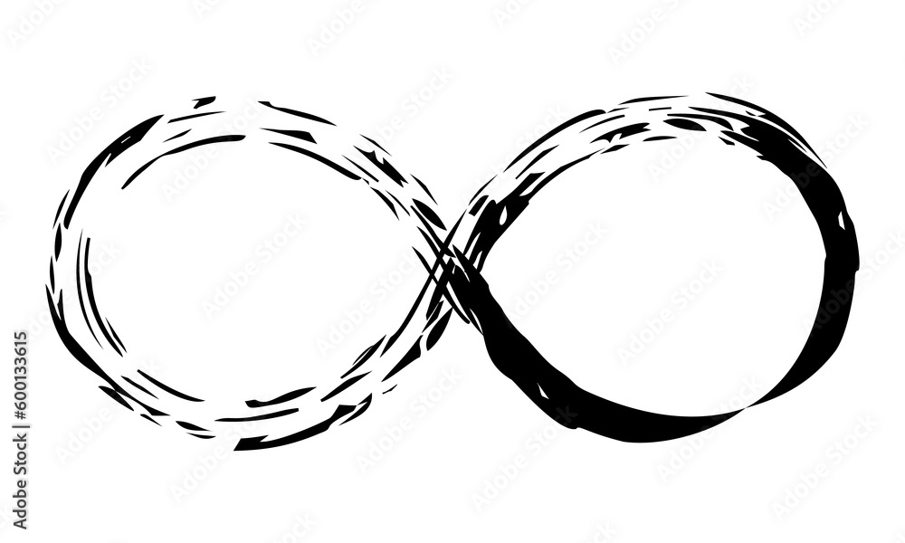 Infinity symbol hand painted with grunge brush stroke and black paint ...