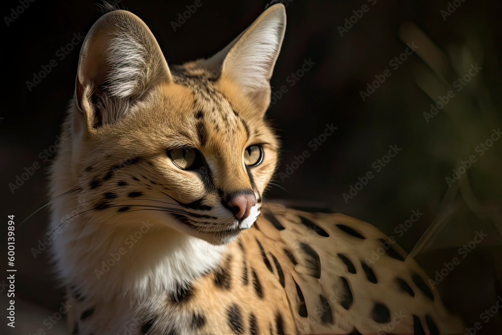 Serval, also known as Tierboskat or Leptailurus serval, is a wild cat ...