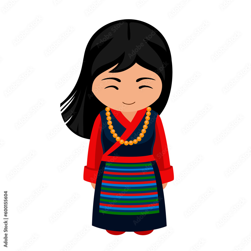 Ilustración de Stock Woman in Nepal national costume. Nepalese female ...