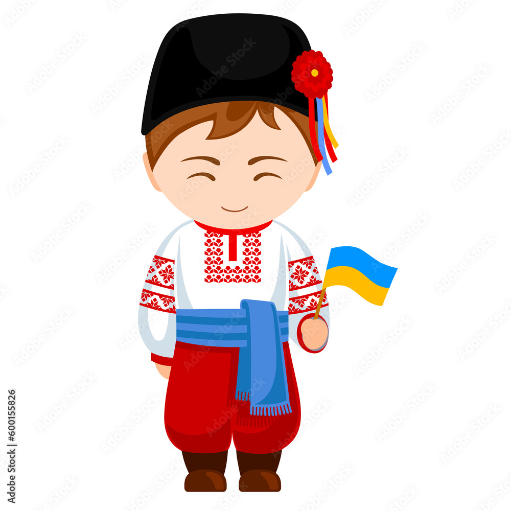 Man in Ukraine national costume. Male cartoon character in traditional ...