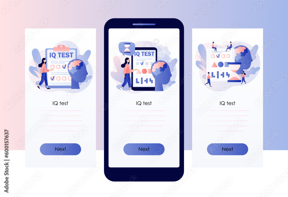 IQ test. Intelligence Quotient. Tiny people determine cognitive ...