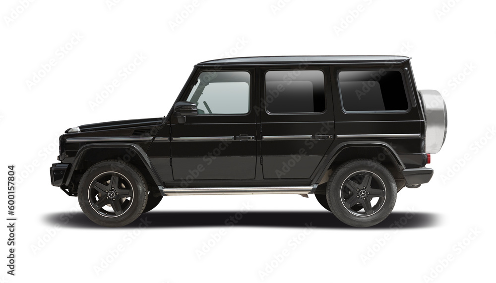 Mercedes-Benz G class SUV car, side view isolated on white background ...