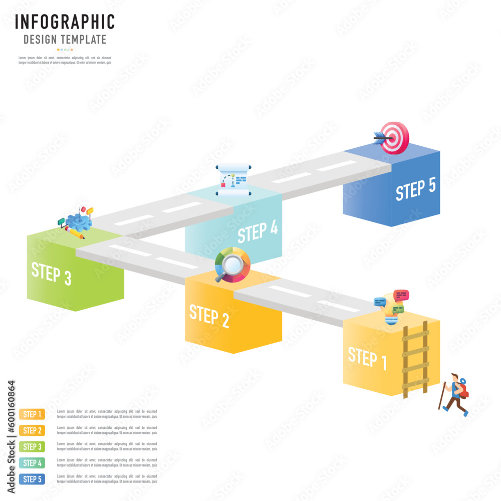 Image vectorielle Stock Rectangular isometric roadmap infographic ...