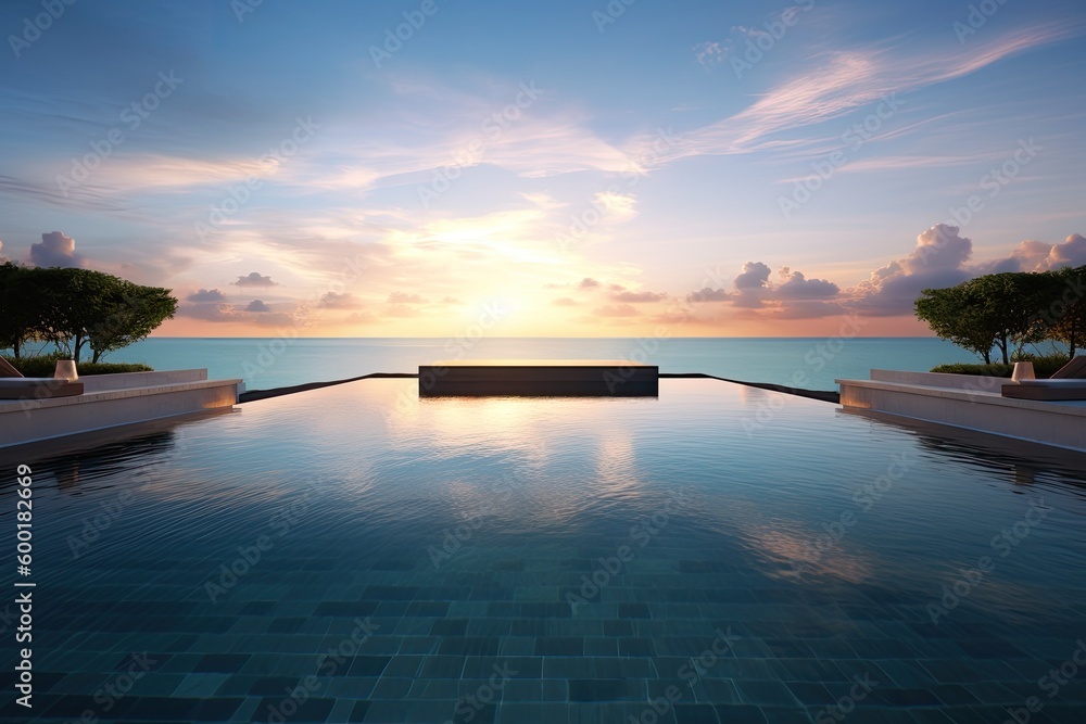 Luxurious infinity pool, featuring an edge that seems to merge with the ...