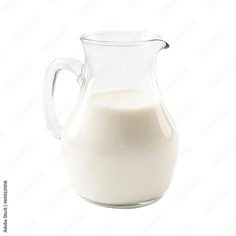 glass jug of milk isolated on a transparent background, generative ai ...
