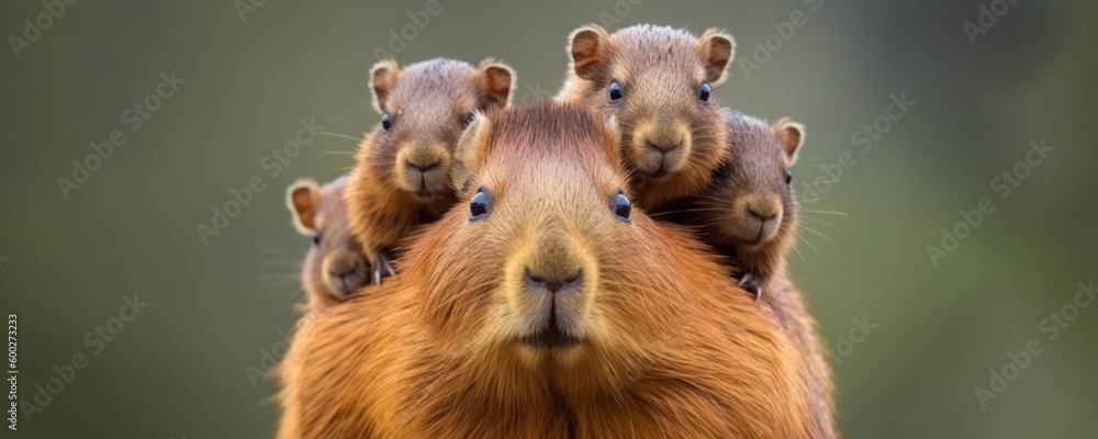 Capybara Family, A Heartwarming Display of Maternal Love and Curious ...