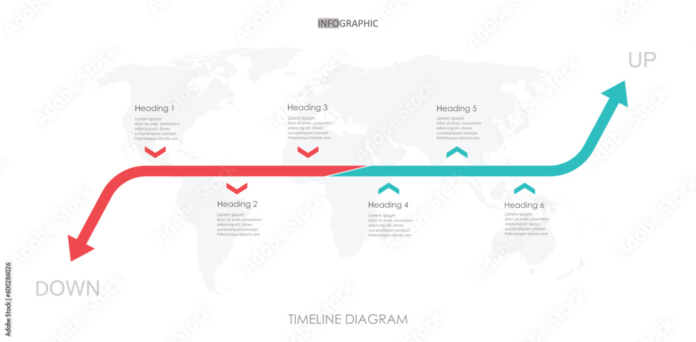 business project roadmap arrow up down timeline diagram Infographic ...