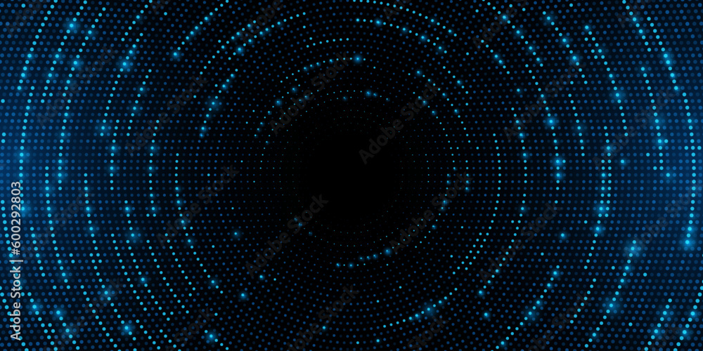 Futuristic digital circles of glowing particles. Abstract circular ...