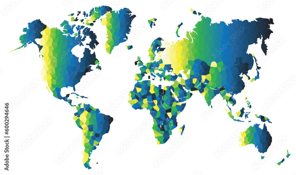 Vector de Stock Blank simplified the political map of the world with different colors. Color ...