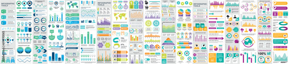 Mega set of infographic elements data visualization vector design ...