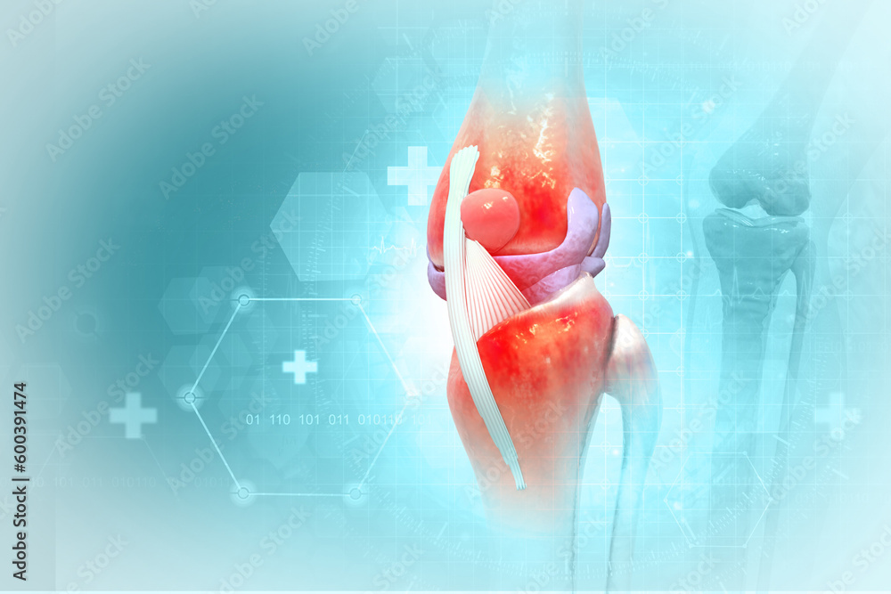 Anatomy of human knee joint. 3d illustration Stock Illustration | Adobe ...