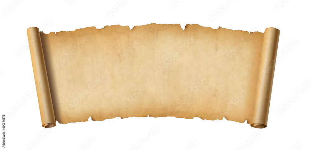 Old paper horizontal banner. Parchment scroll isolated on white Stock ...