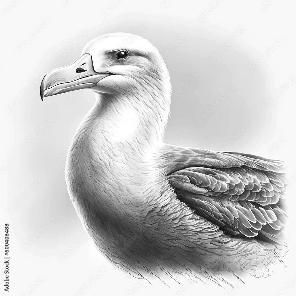 Albatross sketch illustration white background image Ai generated art ...