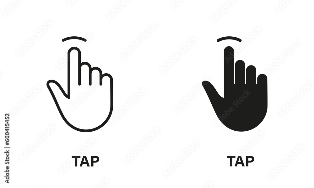 เวกเตอร์ Stock Tap Gesture, Hand Cursor of Computer Mouse Line and ...