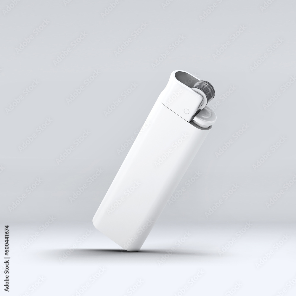 White blank gas lighter mock up stand isolated. Empty surface cigar ...