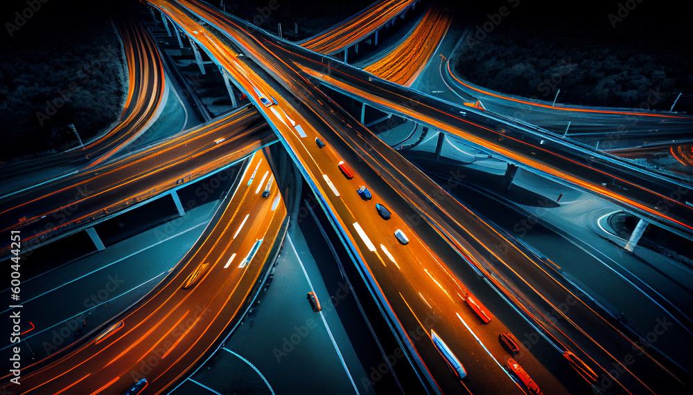 Crossing roads aerial view. Highway road. Expressway top view. Highway ...