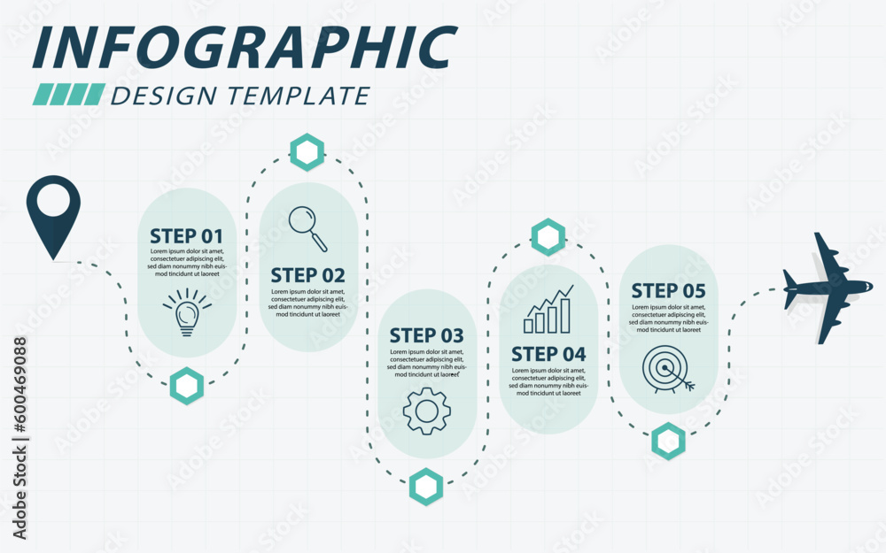 Infographic design template. Timeline concept with 5 options or steps ...