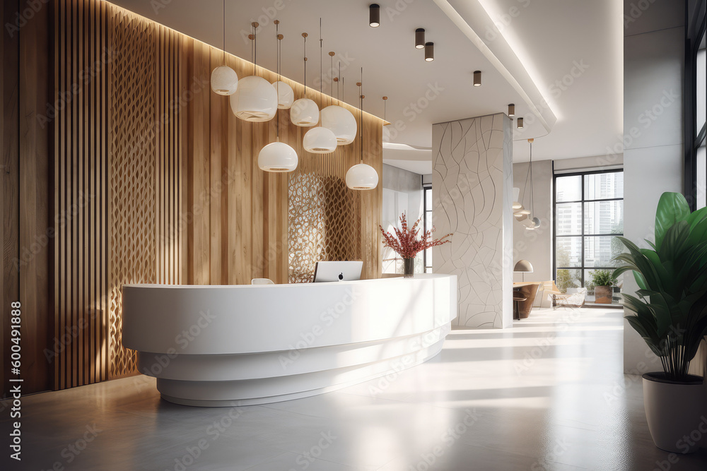 Contemporary Reception Counter Design. Stylish and Functional Lobby ...