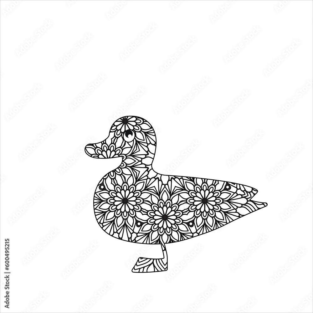 Animal Mandala Coloring Page For Kids And Adults. Vector, Illustration ...