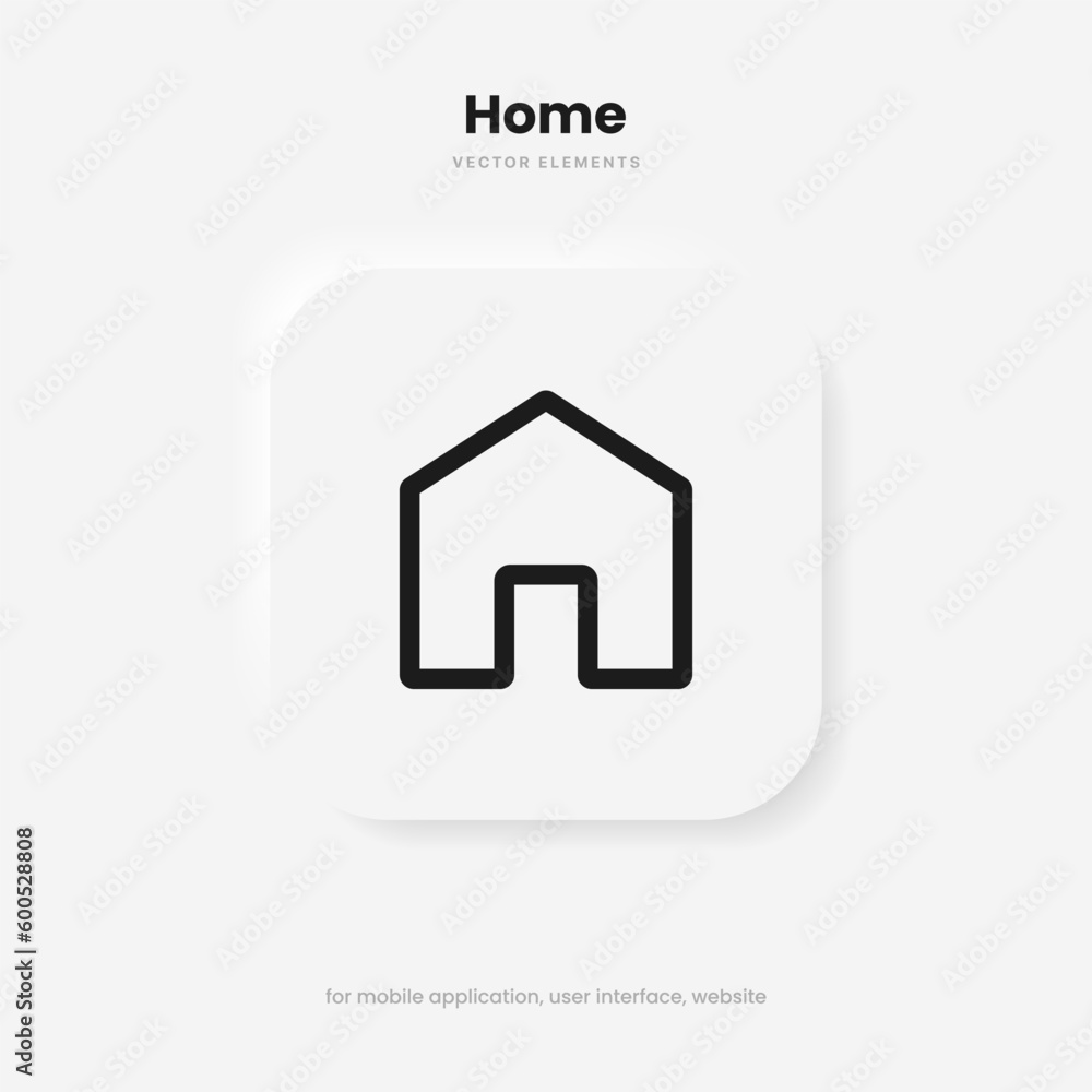 Minimal modern home, homepage, base, main page, house push button icon ...