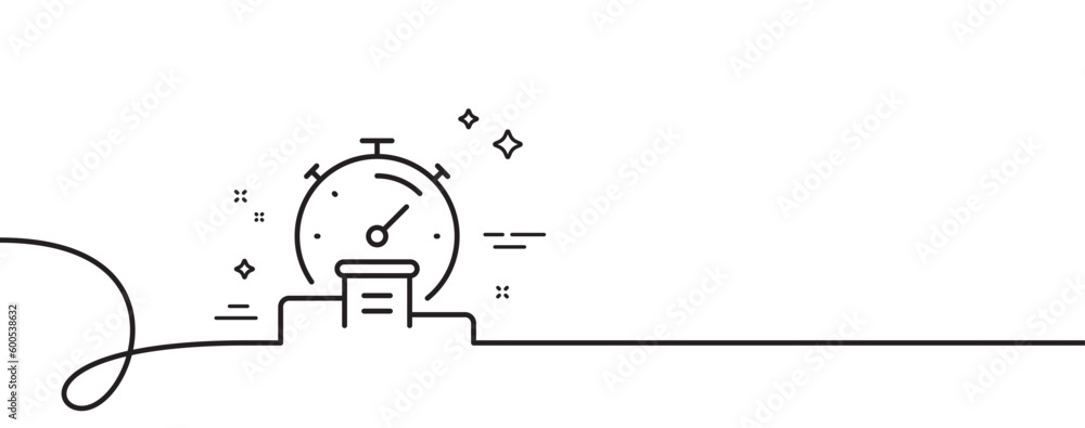 Timer line icon. Continuous one line with curl. Stopwatch time results ...