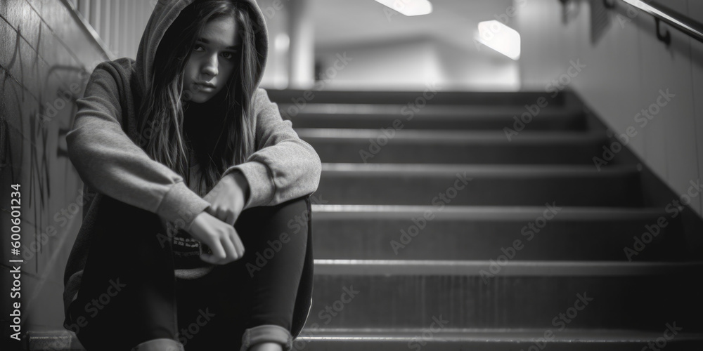 Depressed Young Girl, Teenager, Suffering From Depression, Youth Mental ...