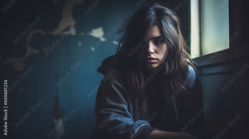 Depressed Young Girl, Teenager, Suffering From Depression, Youth Mental ...