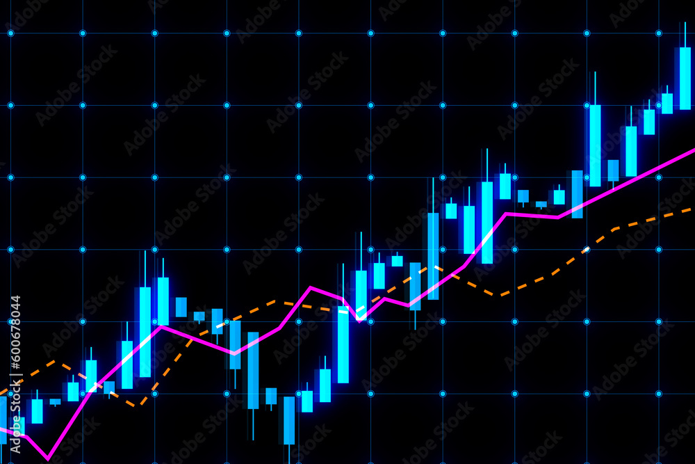 Front view stock market growth, business investing and data concept ...