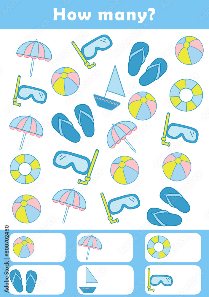 Counting children game cartoon. I spy game for toddlers. Find and count ...