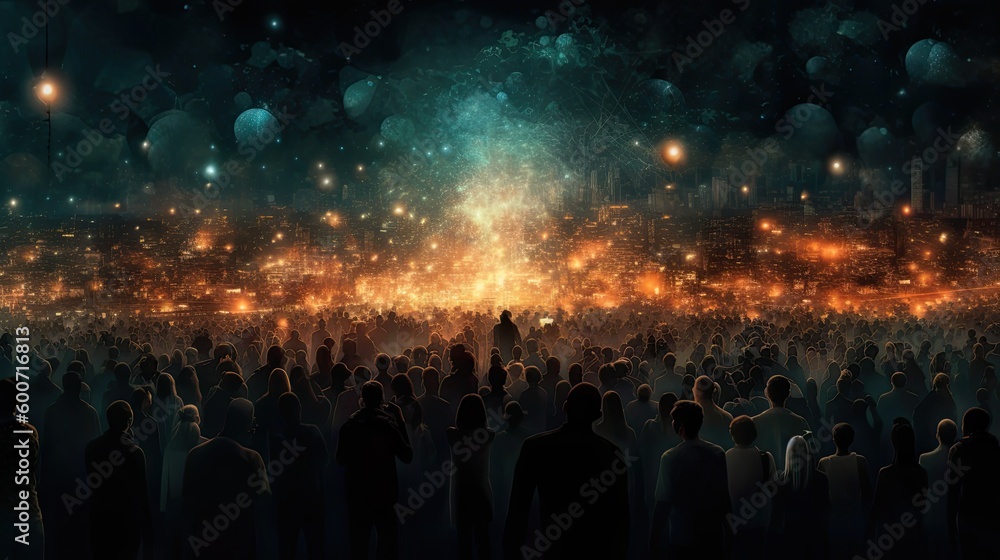 ภาพประกอบ Stock Global Overpopulation Crisis Reflected in a Human Crowd ...