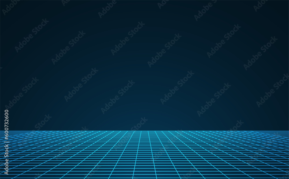 Perspective grid. Abstract wireframe landscape Stock Vector | Adobe Stock
