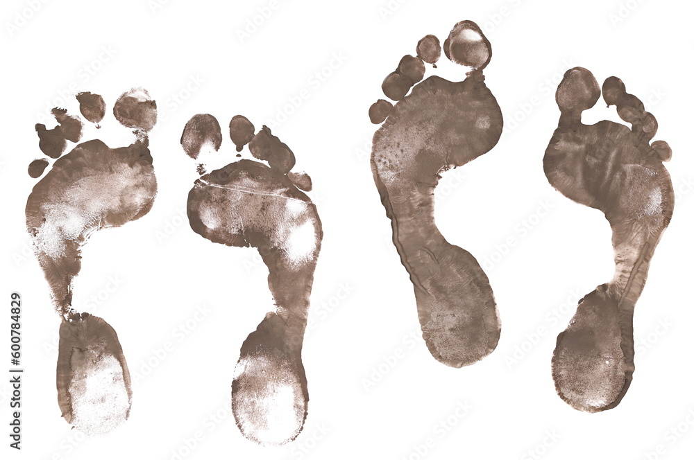 Set footprints isolated on white, clipping path Stock Photo | Adobe Stock
