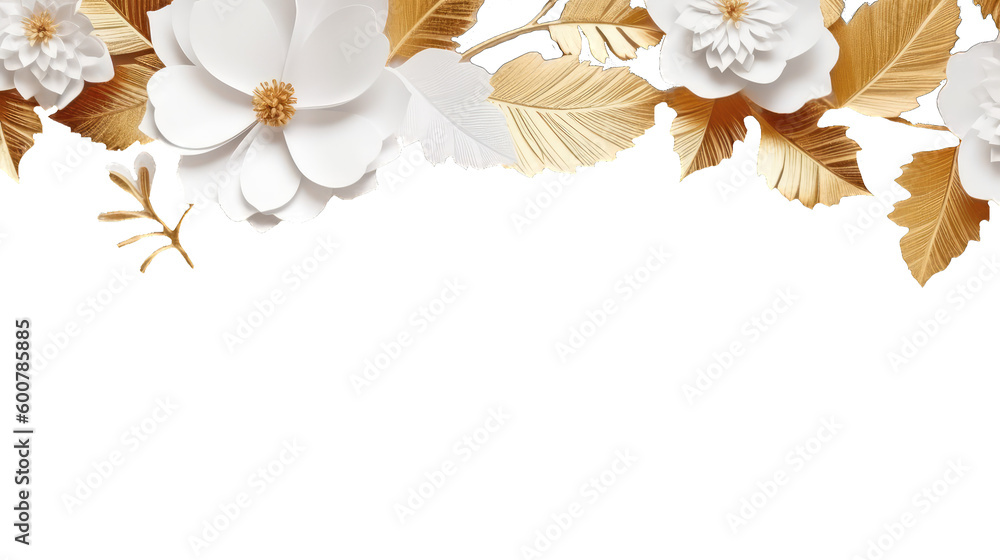 Golden Flowers frame, Floral Garden Frame, Gold Flower backdrop ...