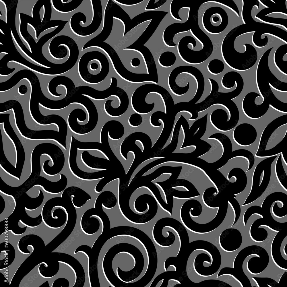 seamless vector wallpaper with curls. monochrome background image Stock ...