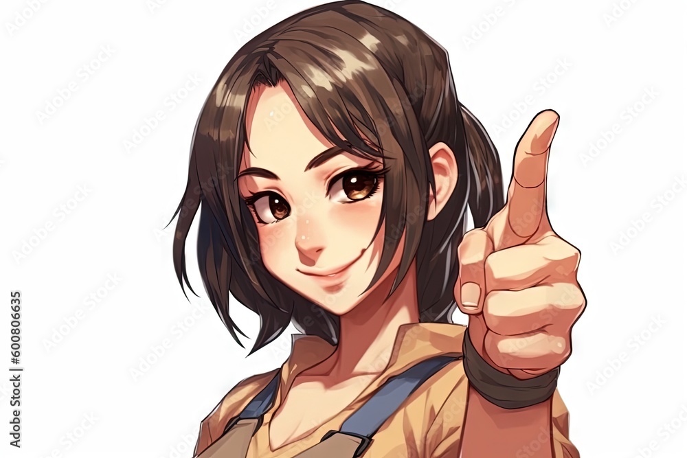 anime girls pointing finger, manga style illustration generative ai ...