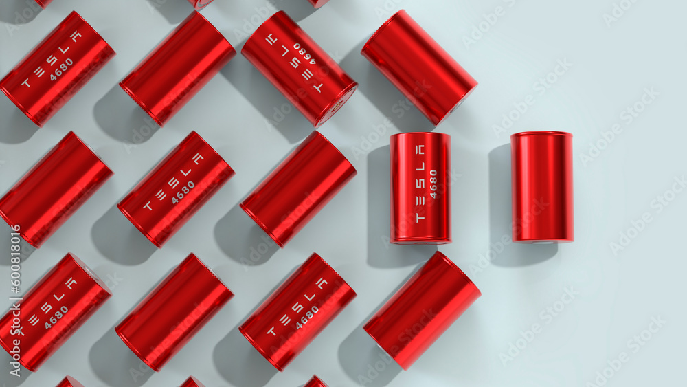 lithium-ion 4680 Tesla battery, High-capacity accumulator cell modules ...