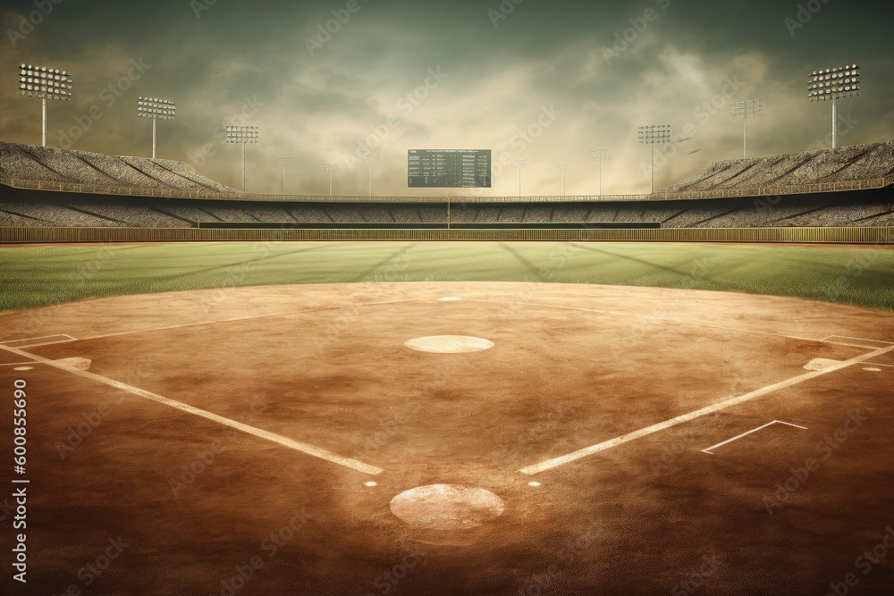 Baseball field, stadium, sport concept, digital illustration ...
