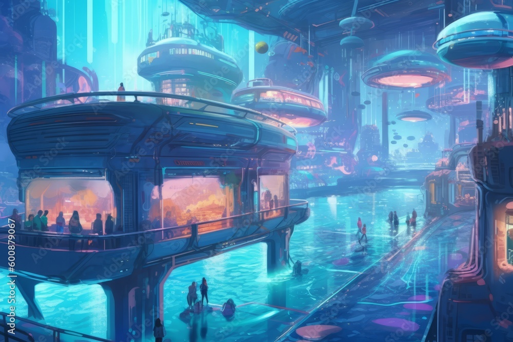 Concept art of imagined Gen Z future worlds like underwater social ...